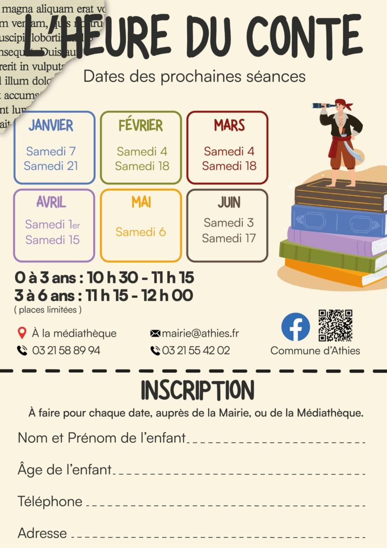 L’heure du conte à la médiathèque – Mairie d'Athies, Commune du Pas-de-Calais 62